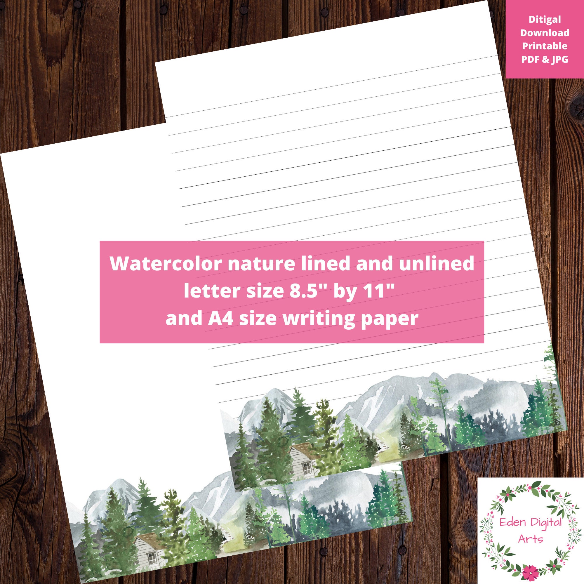 Forest and Mountains Stationery Writing Paper Lined Unlined - Etsy