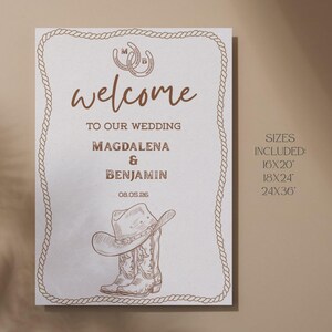 Western Wedding Welcome Sign Editable Template Cowboy Boots Hat Sign ...