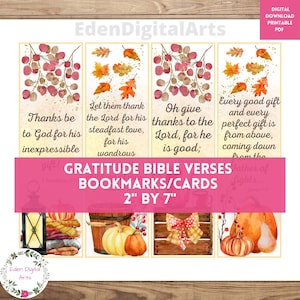 Gratitude Bible Verse Bookmarks Gift Tags Thanksgiving Scripture Fall ...
