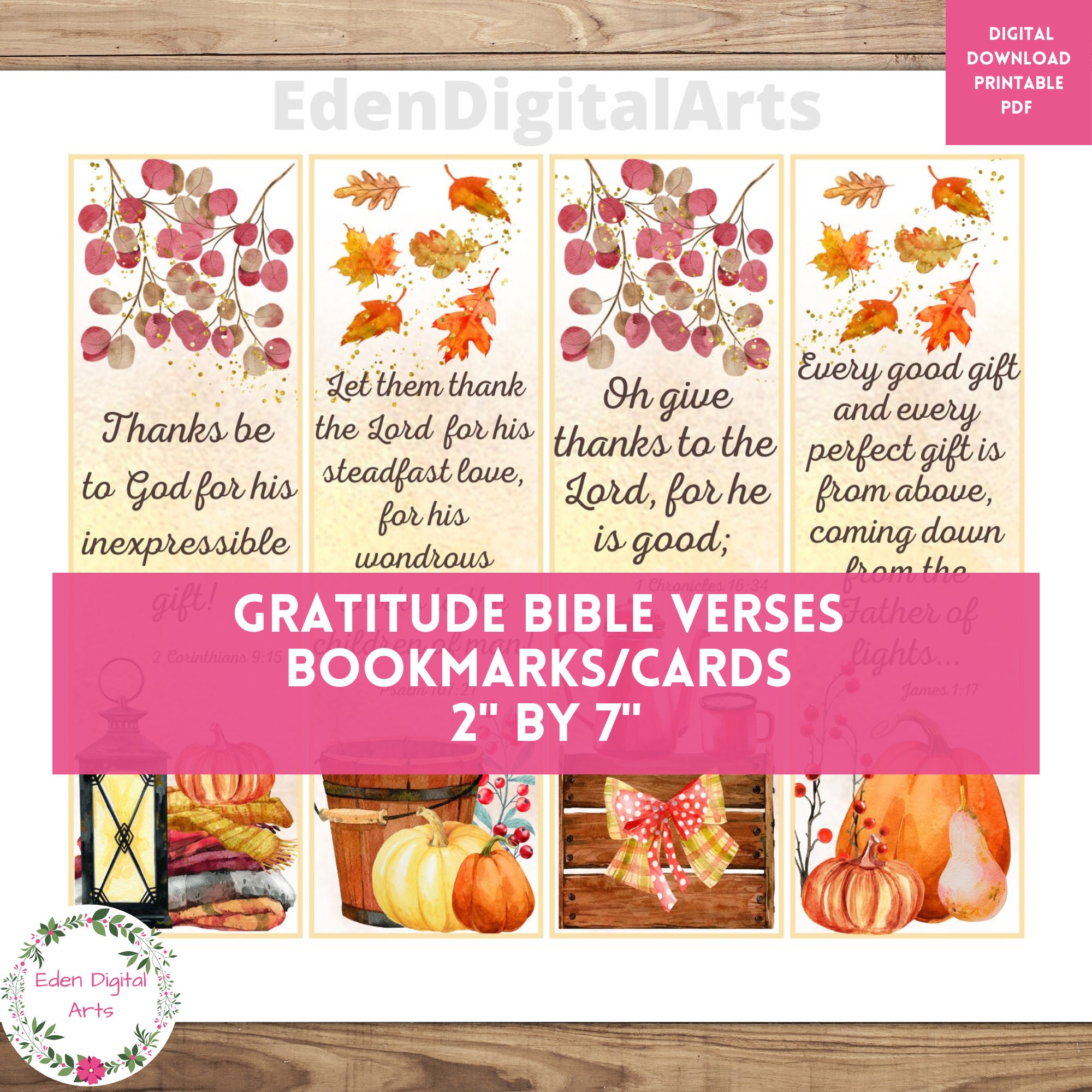 Gratitude Bible Verse Bookmarks Gift Tags Thanksgiving Scripture Fall ...