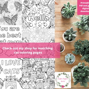 Cat Lover Quotes Coloring Bookmarks Printable Page, Positive Relaxing ...