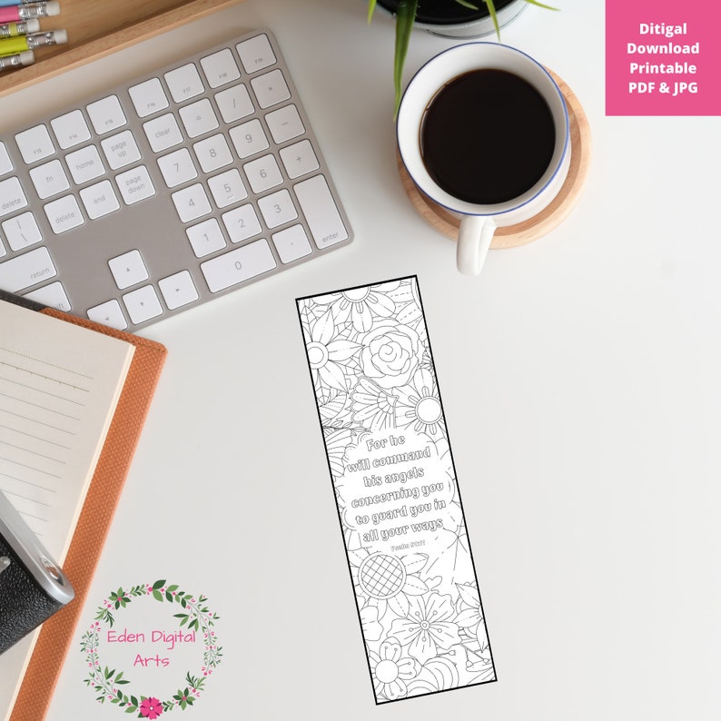 Psalm 91 Coloring Bible Verse Bookmarks Printable Floral - Etsy
