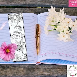 Psalm 91 ESV Bible Verse Coloring Bookmarks, Birds Floral Scripture ...