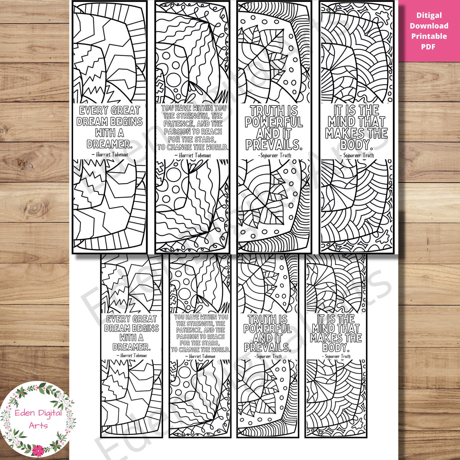 Harriet Tubman Quotes Coloring Bookmarks Inspirational Black | Etsy