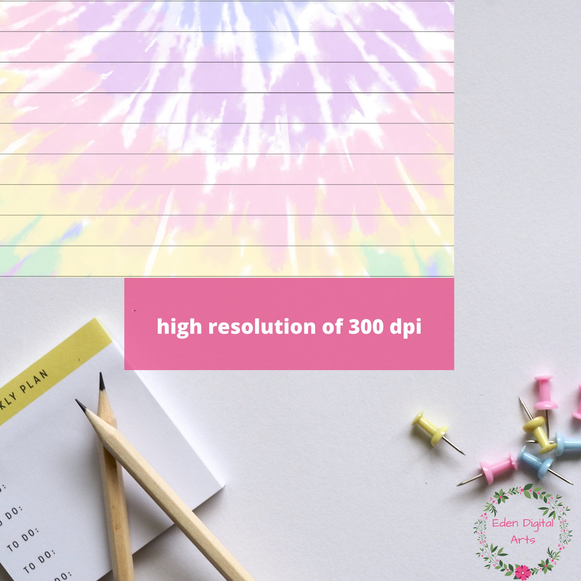 Rainbow Tie Dye Writing Paper Printable Stationary Lined and | Etsy