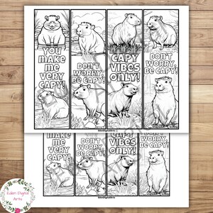 Cute Capybara Pun Bookmarks to Color, Kids Party Favors Classroom ...