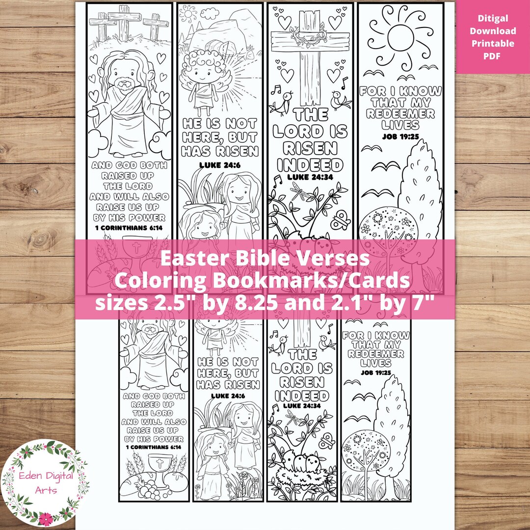 Color Your Bookmarks Easter Bible Verses for Kids Christian - Etsy