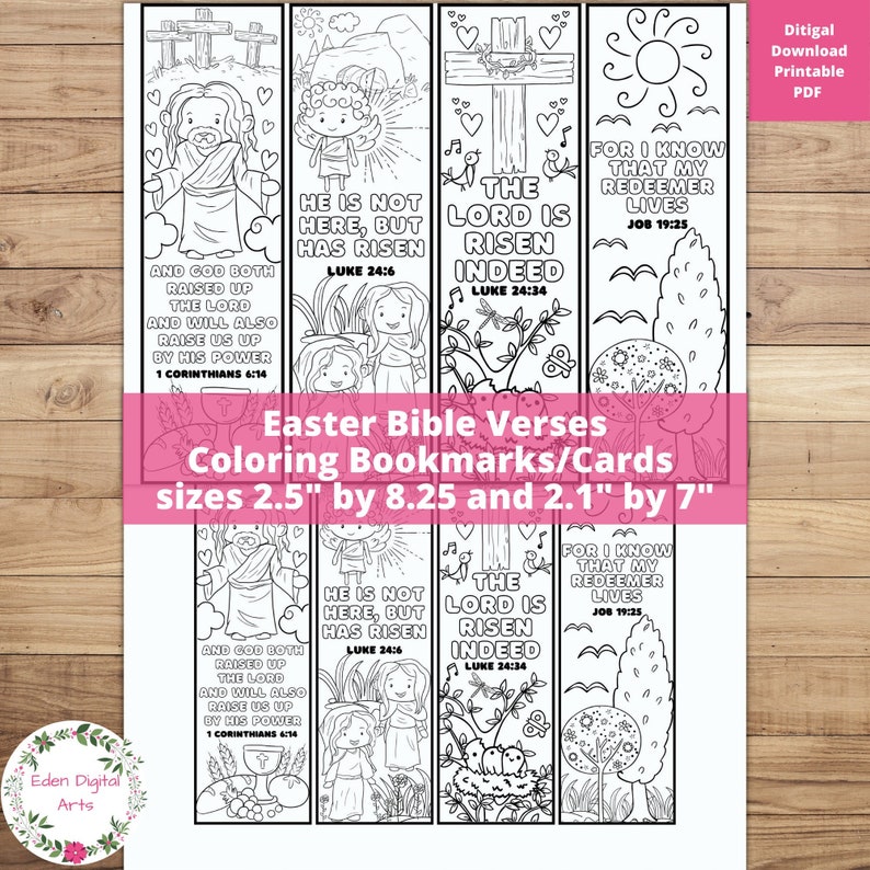 Color Your Bookmarks Easter Bible Verses for Kids Christian | Etsy