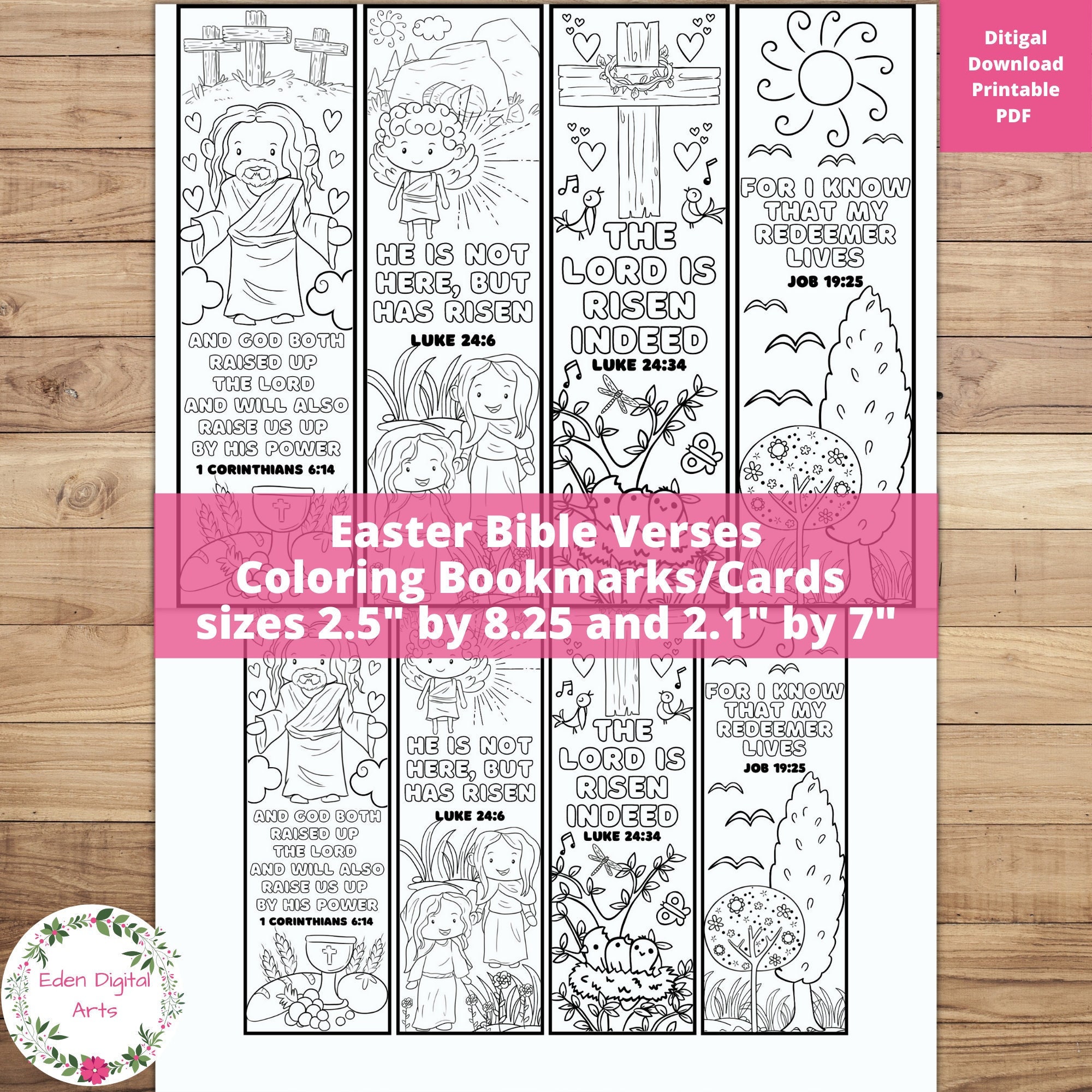 Color Your Bookmarks Easter Bible Verses for Kids Christian | Etsy