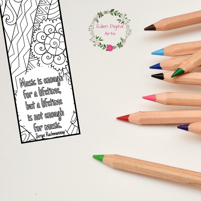 Inspirational Music Quotes Coloring Bookmarks Zentangle - Etsy