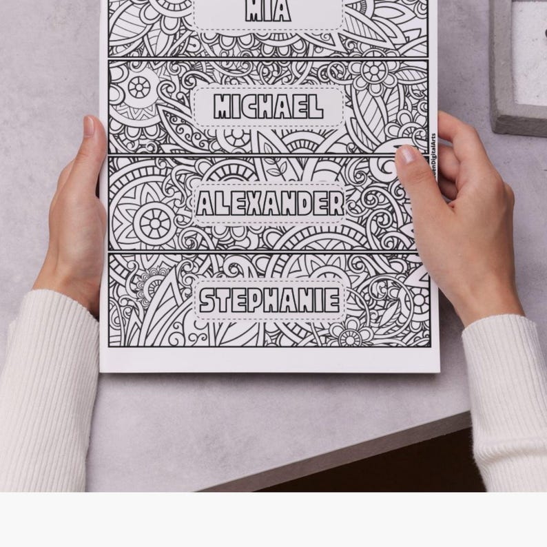 Editable Names Coloring Bookmarks Doodle Color Your Custom Personalized ...