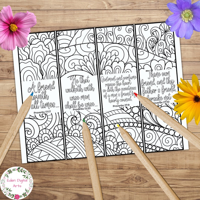 Friendship Proverbs Bible Coloring Bookmarks KJV Scripture | Etsy