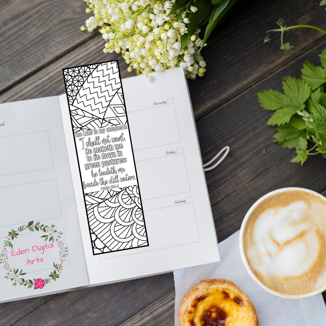 Psalm 23 Coloring Bible Verse Bookmarks KJV Scripture | Etsy
