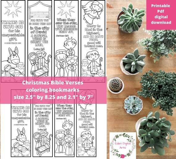Christmas Bible Verse Nativity Coloring Bookmarks for Kids | Etsy