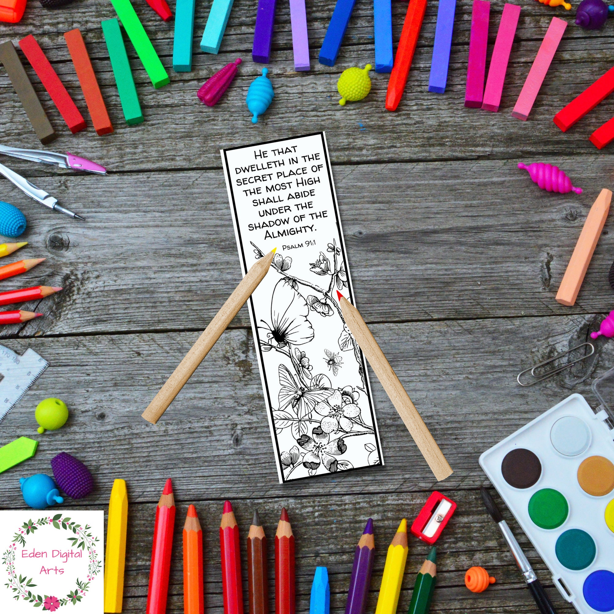 Psalm 91 KJV Bible Verse Coloring Bookmarks Birds Floral | Etsy