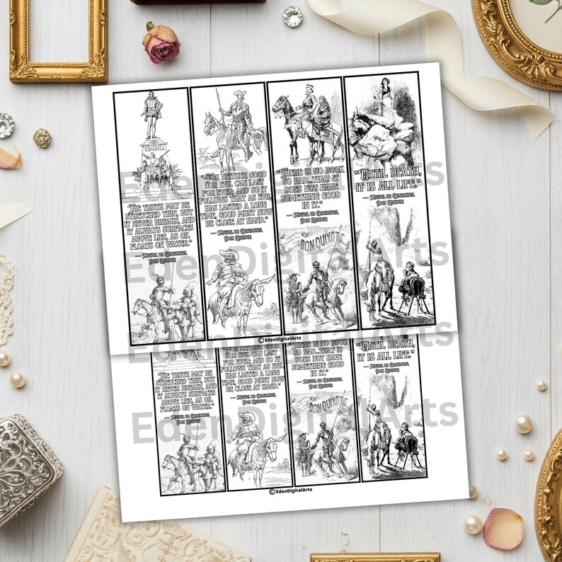Don Quixote Coloring Bookmarks Quotes by Miguel De Cervantes Printable ...