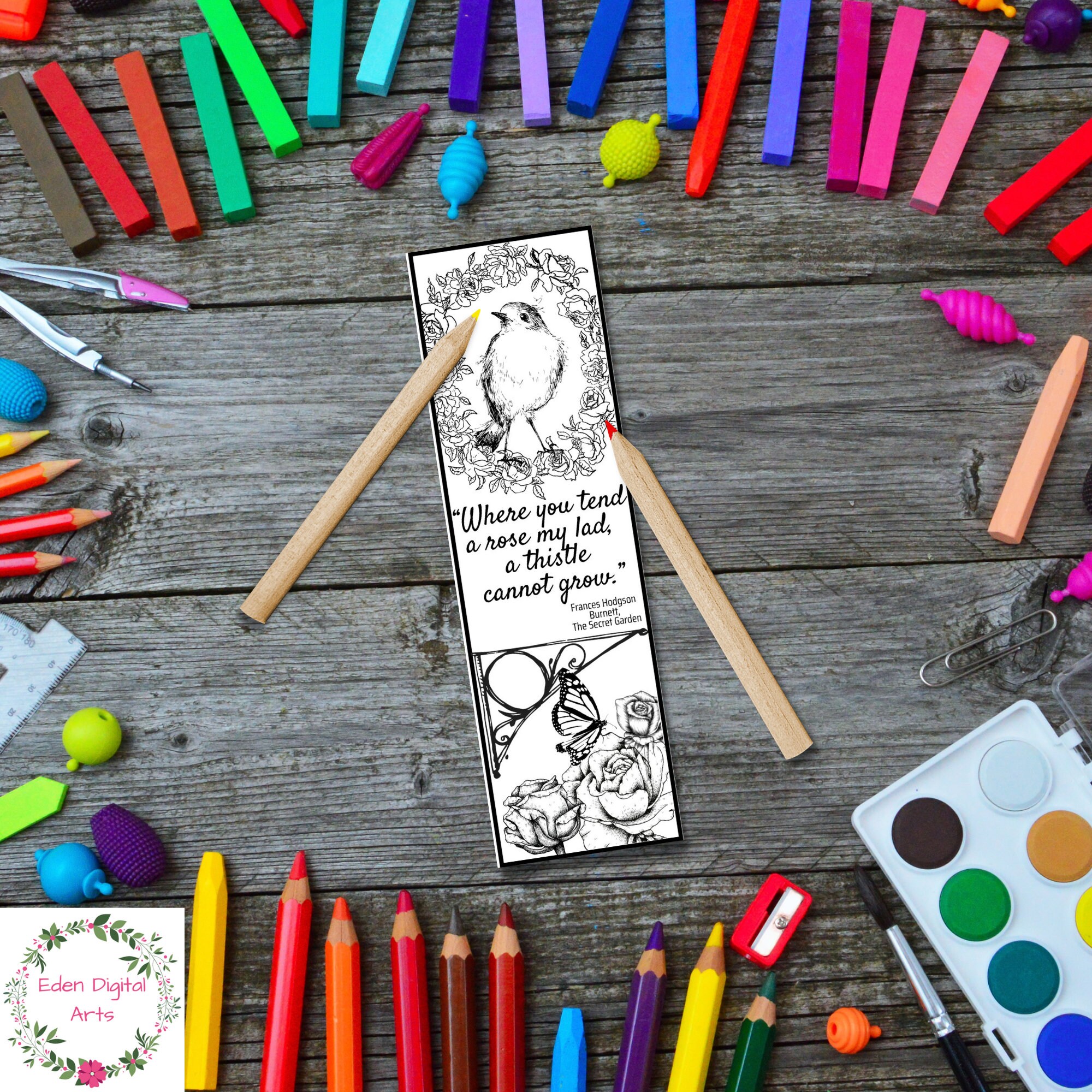 Secret Garden Quotes Coloring Bookmarks With Birds & Flowers - Etsy