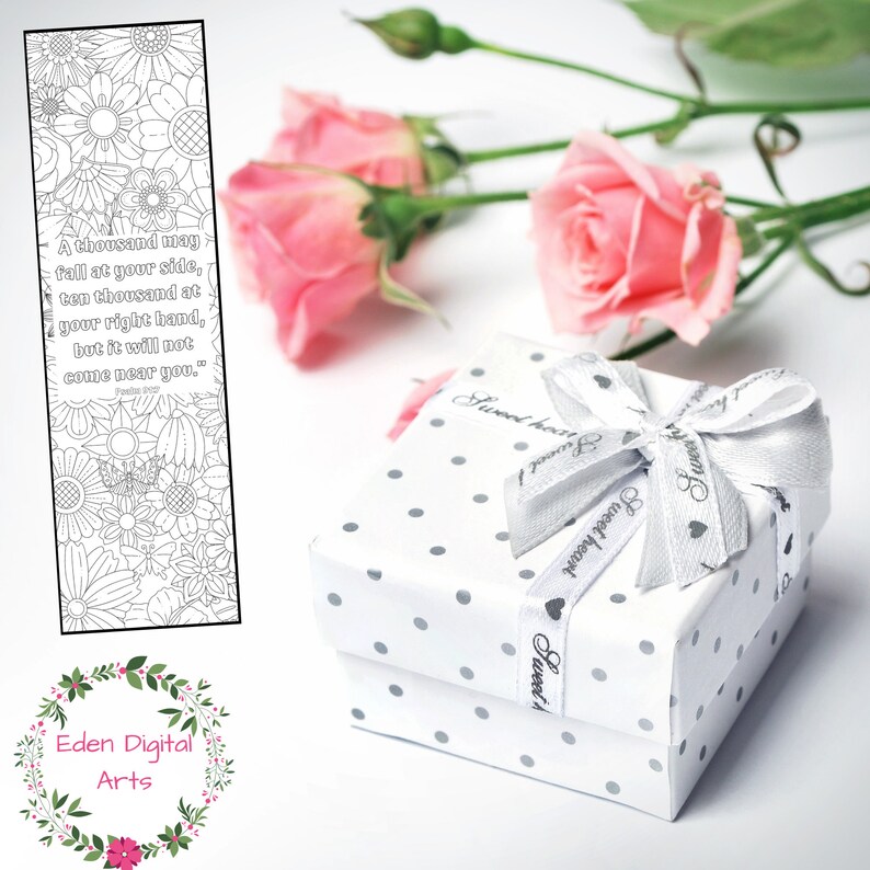 Psalm 91 Coloring Bible Verse Bookmarks Printable Floral Scripture ...