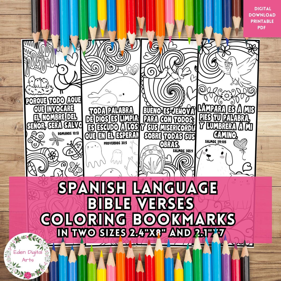 Color Your Bookmarks Spanish Bible Verses & Cute Animals, Espanol ...