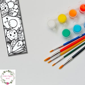 Cute Kawaii Fruit Coloring Bookmarks for Kids or Adults, Healthy Food ...