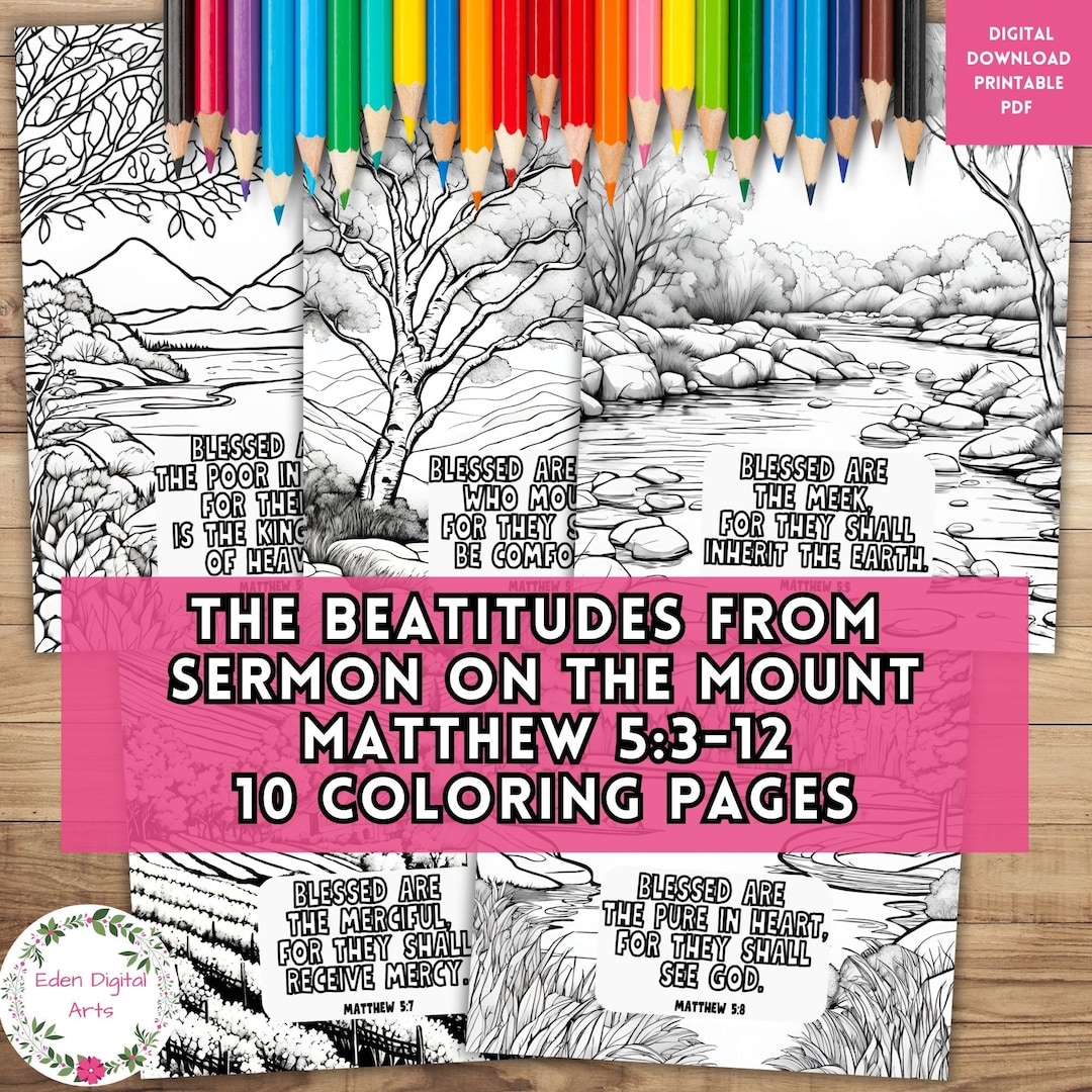 Sermon on the Mount Beatitudes Bible Verses Coloring Pages, Matthew 5 ...