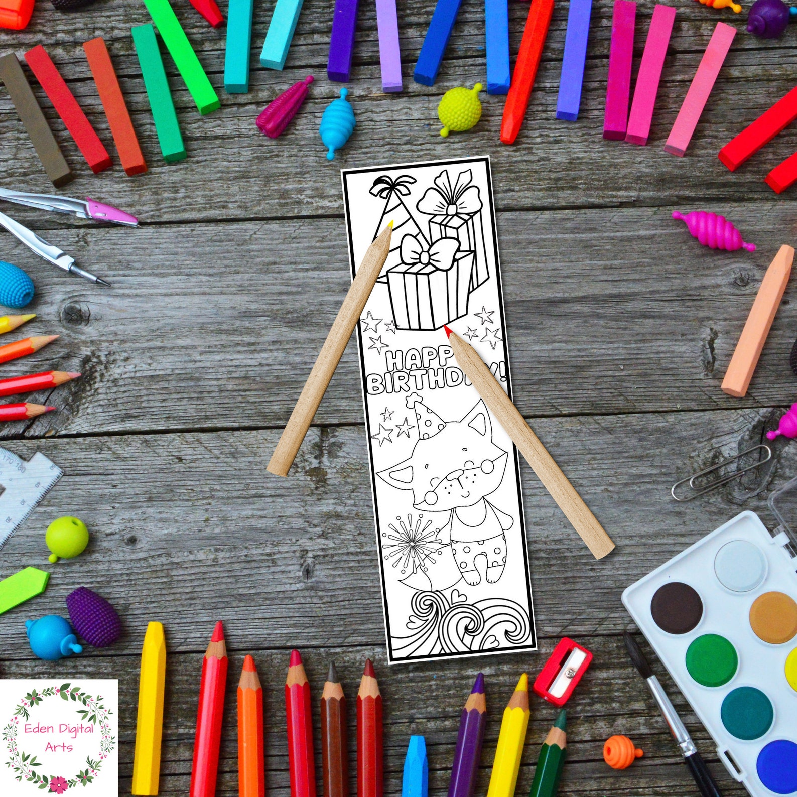 Happy Birthday Party Coloring Bookmarks for Kids Cute Animals - Etsy