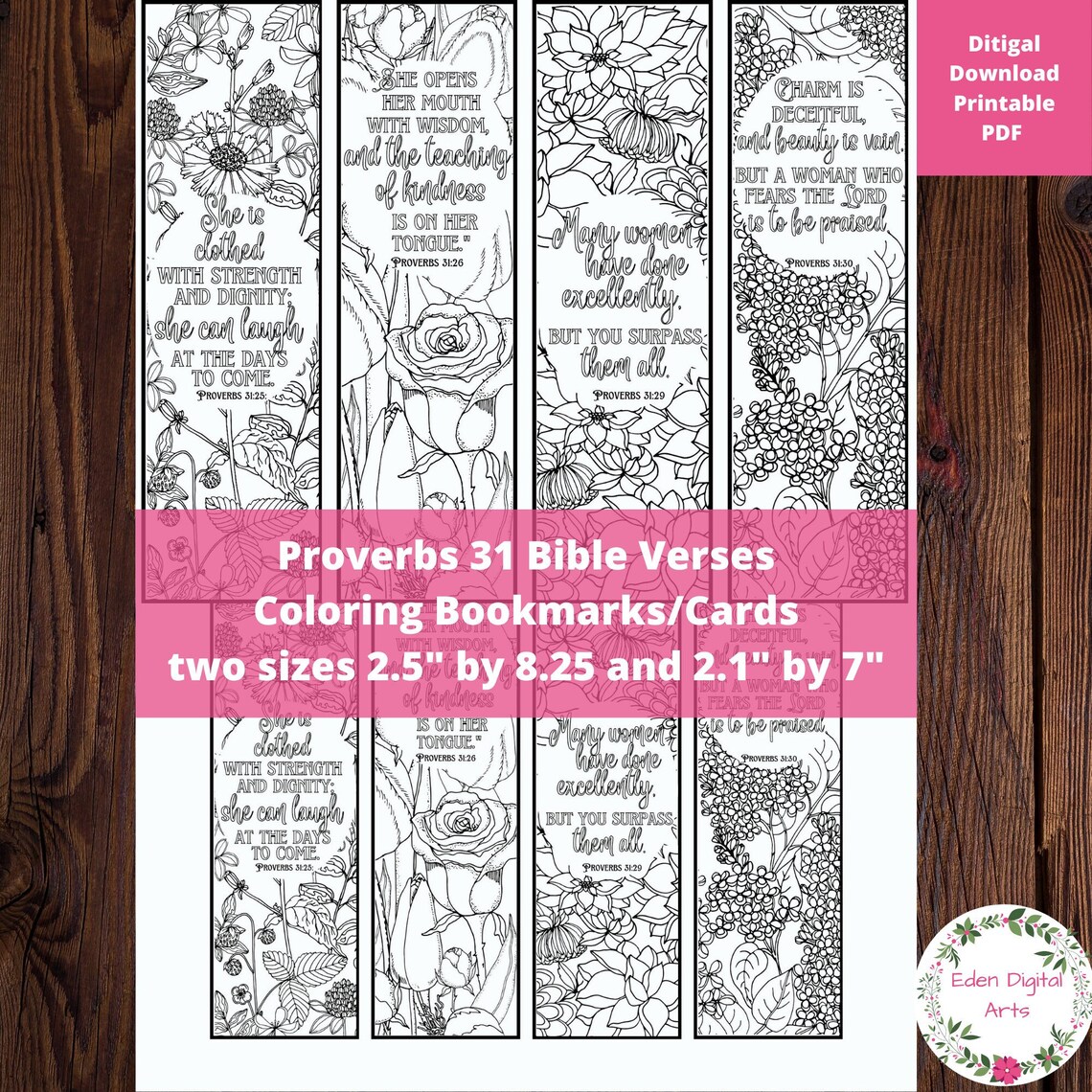 Proverbs 31 Coloring Bible Verse Bookmarks Cards Scripture & | Etsy