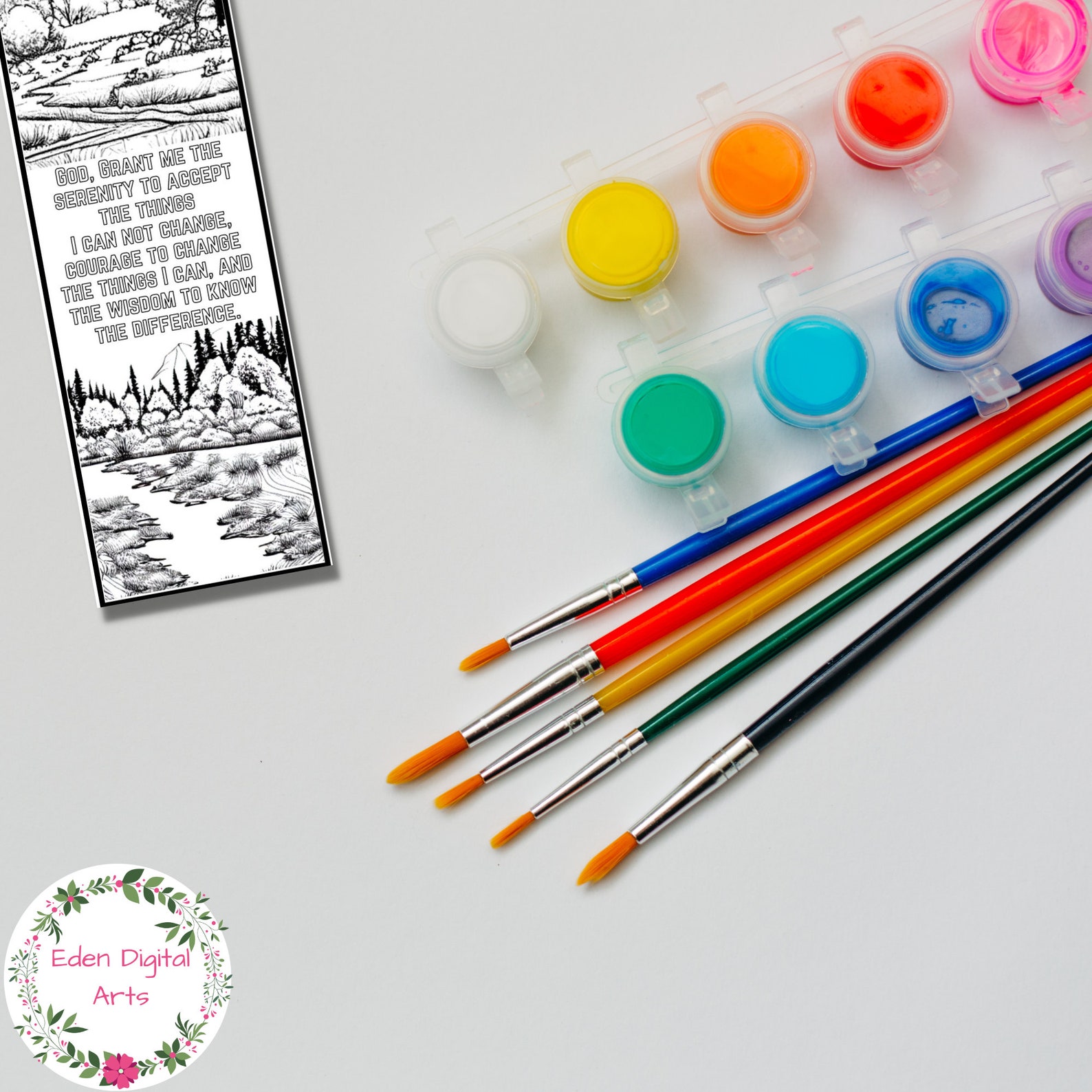 Serenity Prayer Coloring Bookmarks Relaxing Nature Mountains Classroom ...