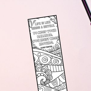 Albert Einstein Life Quotes Coloring Bookmarks, Inspirational Printable ...