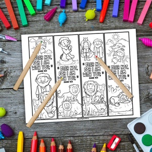 Daniel in the Lions Den Story Bible Verse Coloring Bookmarks for Kids ...