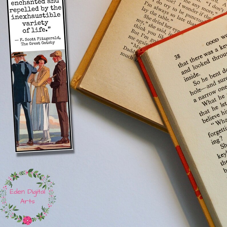 The Great Gatsby Quotes Bookmarks DIY Gift Tags for Novel | Etsy