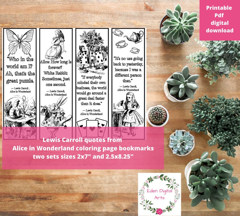 Alice's Adventures in Wonderland Coloring Bookmarks | Etsy