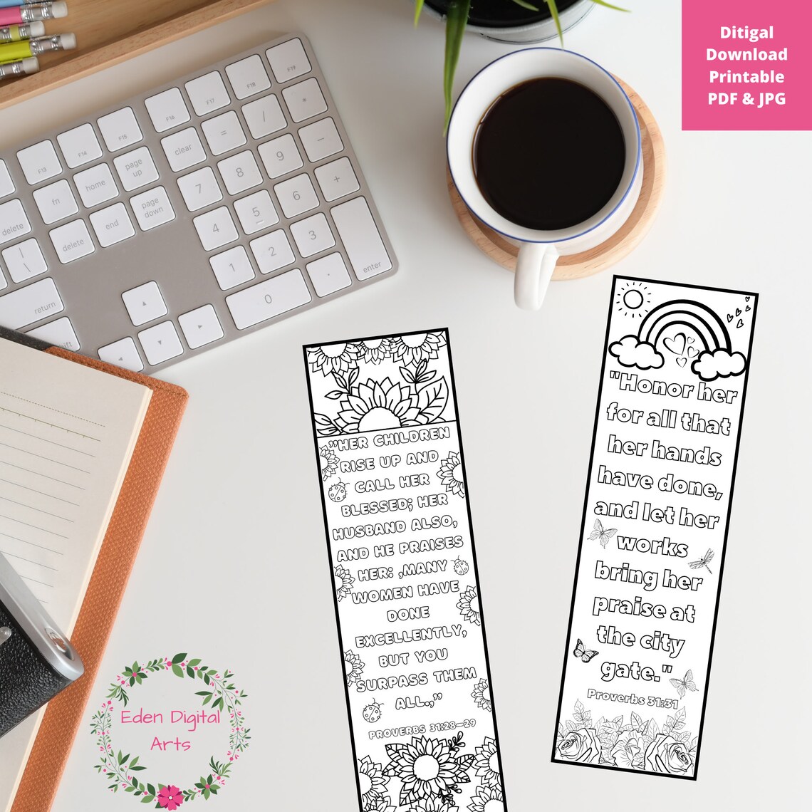 Coloring Bookmarks Bible Proverbs 31 Printable Scripture | Etsy