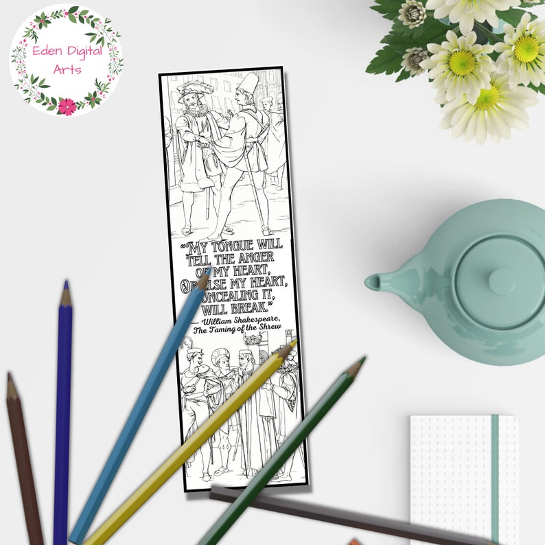 Shakespeare Quotes Coloring Bookmarks, Taming of the Shrew Play ...