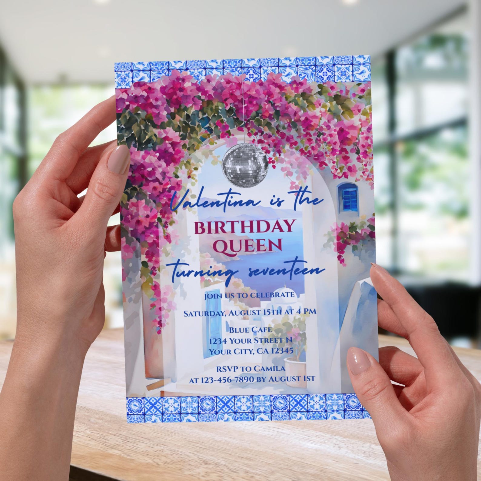 Editable Birthday Queen Teen Girl Invitation Template Mamma Mia Greek ...