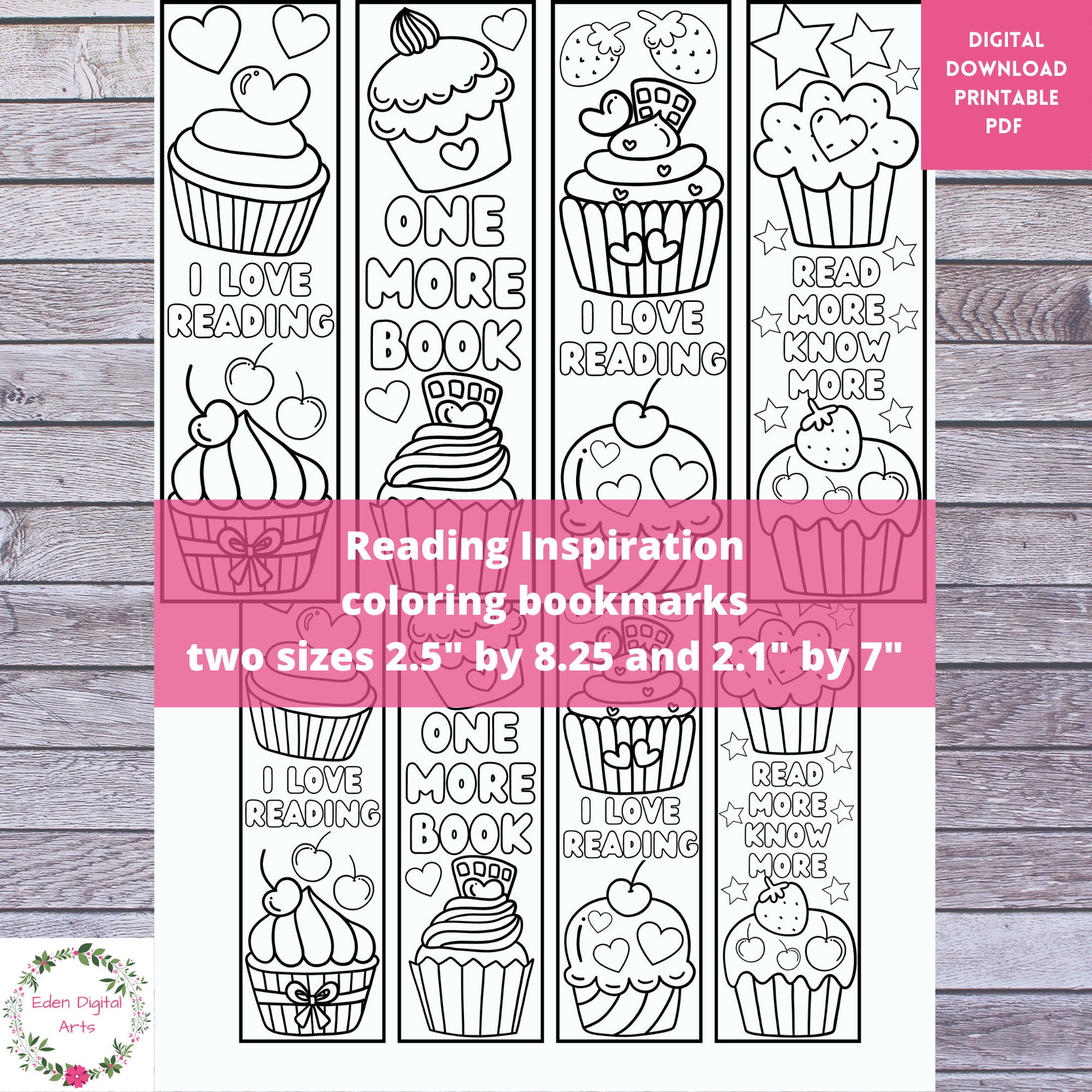 Cupcakes Reading Coloring Bookmarks for Kids, Classroom Students ...