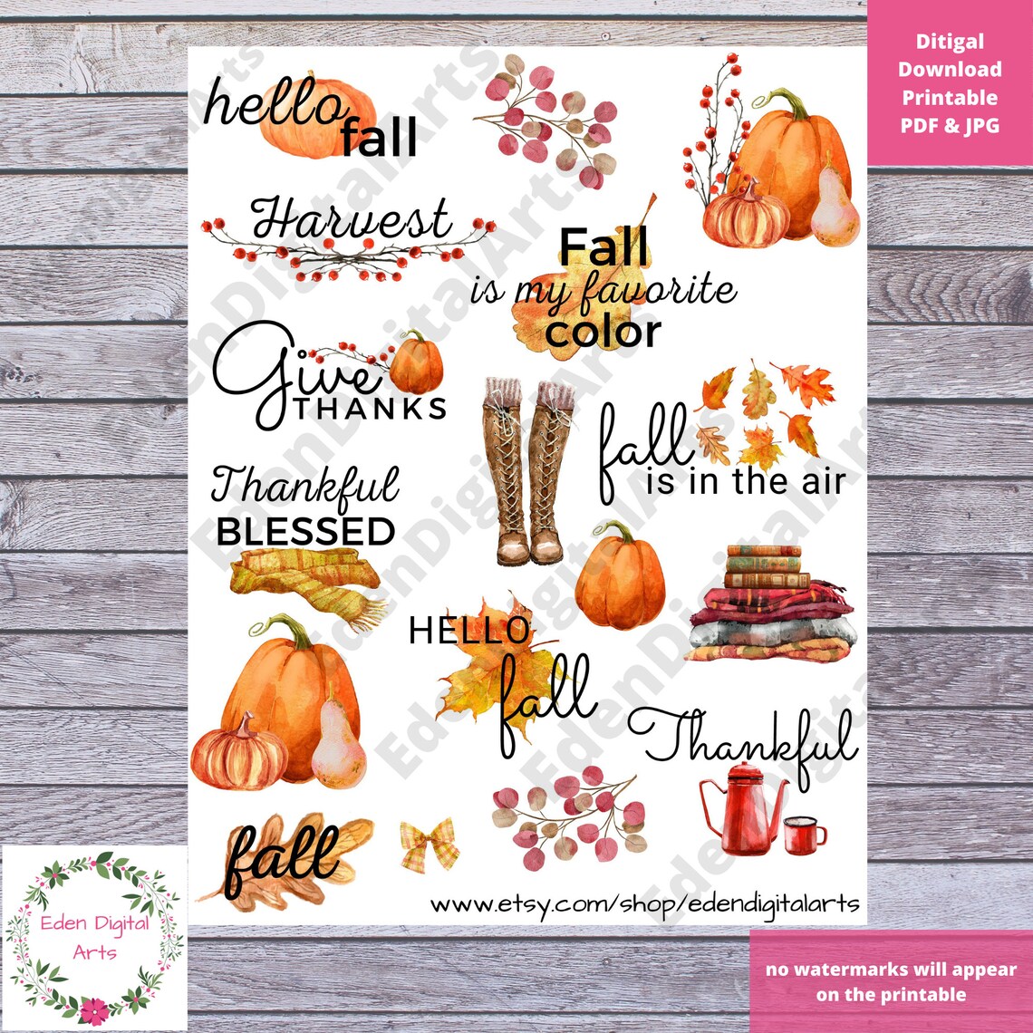 Thankful Fall Quotes Stickers Print & Cut Cozy Autumn Leaves - Etsy