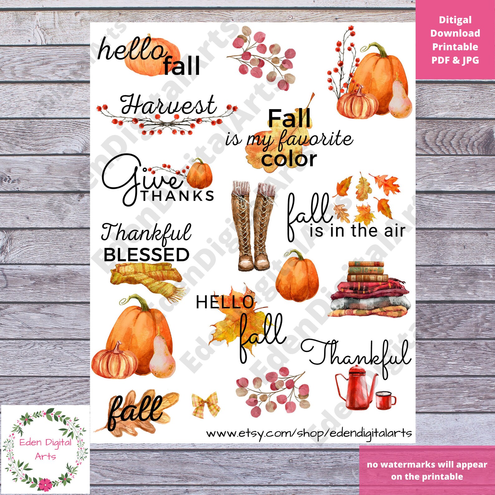 Thankful Fall Quotes Stickers Print & Cut Cozy Autumn Leaves - Etsy