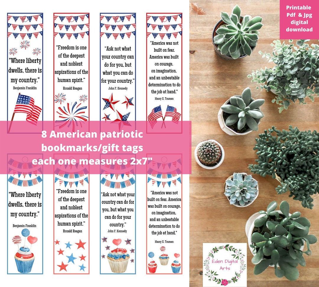 American Patriotic Bookmarks Gift Tags, Military Veteran Appreciation ...