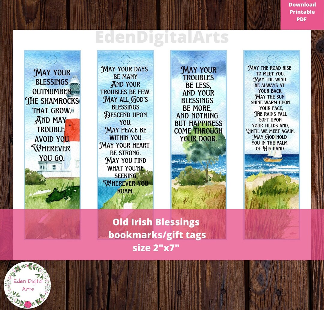 Old Irish Blessings Bookmarks, Watercolor Painted Landscape Nature ...