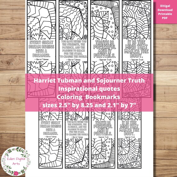 Harriet Tubman Quotes Coloring Bookmarks Inspirational Black | Etsy