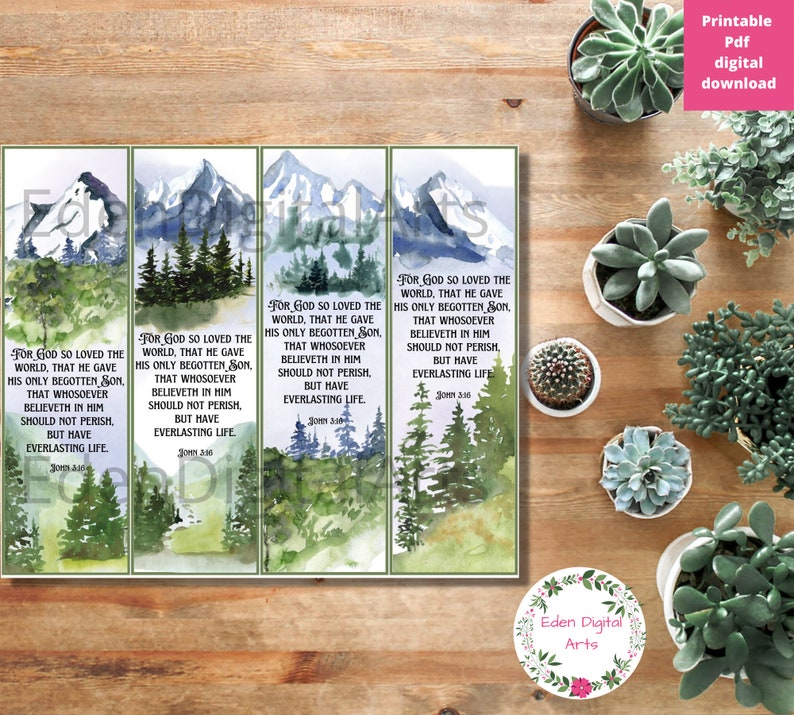 John 3 16 Bible Verse Bookmarks for Men or Women Salvation Scripture ...