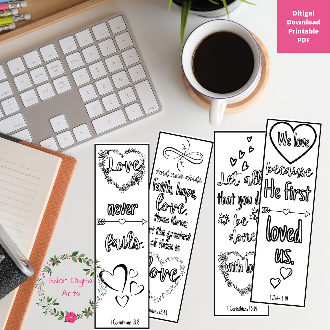 Color Your Bookmarks Love Bible Verses DIY Christian - Etsy