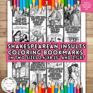 Funny Shakespearean Insults 8 Coloring Bookmarks Shakespeare Quotes ...