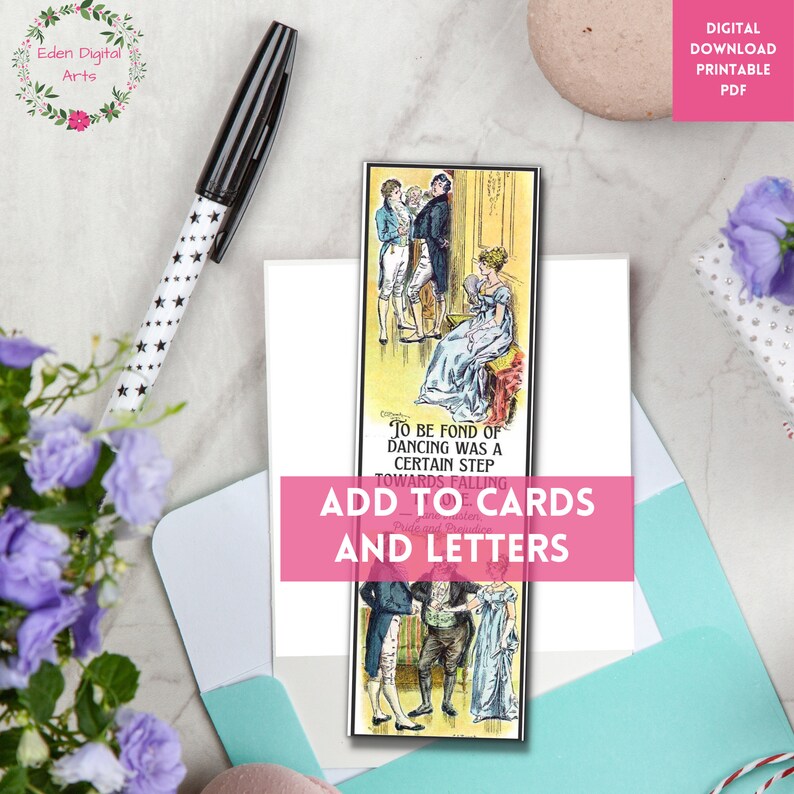 Pride and Prejudice Quotes Bookmarks Jane Austen Book Club - Etsy