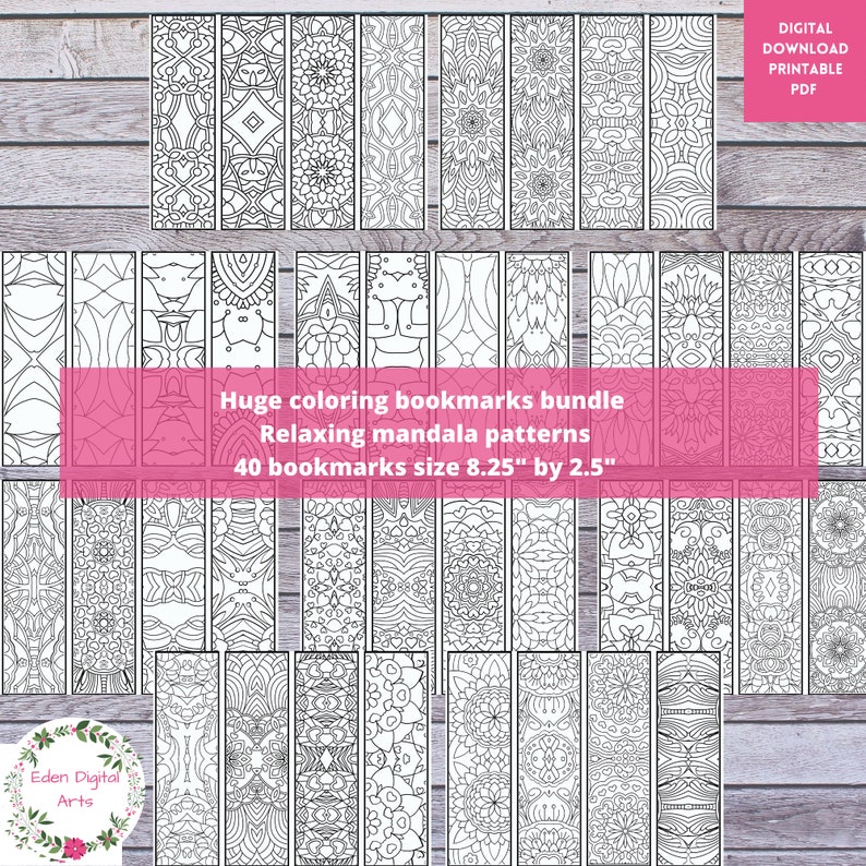 Huge Bundle of 40 Mandala Coloring Bookmarks Geometric Floral - Etsy