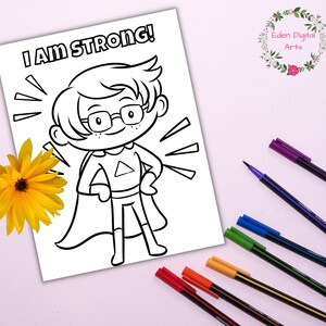 Superhero Growth Mindset Coloring Pages for Kids, Self Esteem Kindness ...