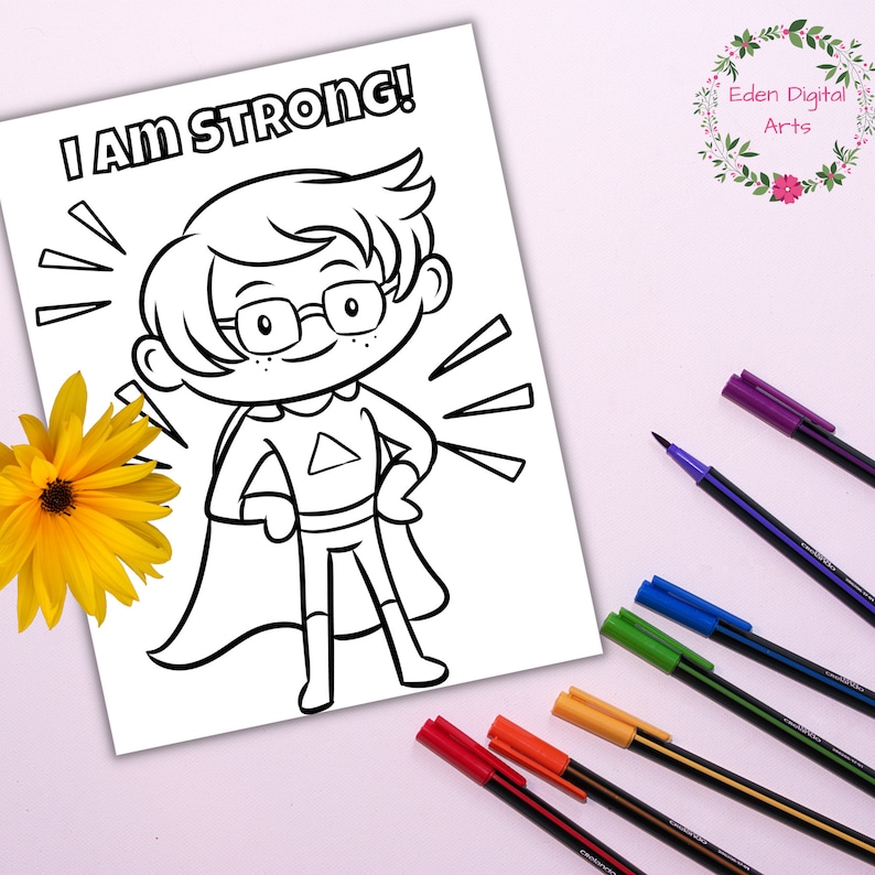 Superhero Growth Mindset Coloring Pages for Kids Self Esteem - Etsy