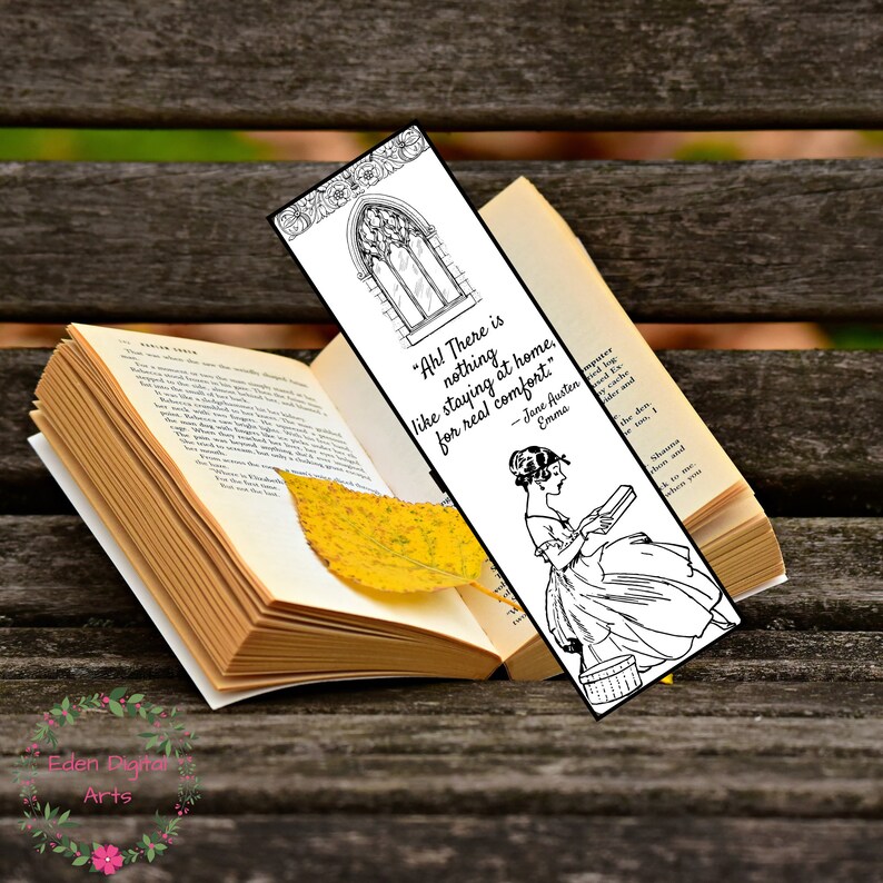 Jane Austen Quotes Coloring Bookmarks Literary DIY Gift | Etsy