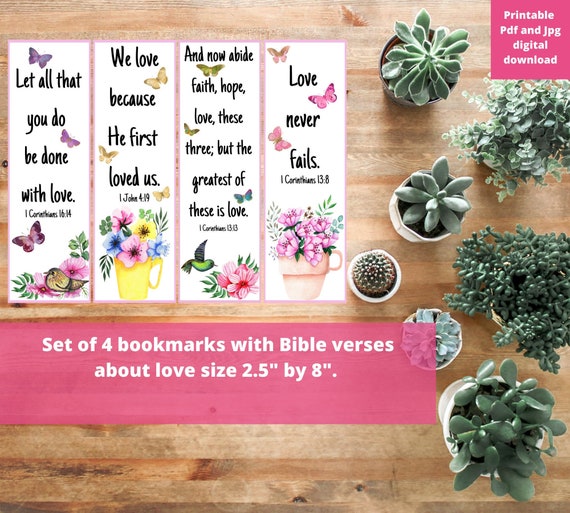 Love Bible Verses Printable Bookmarks PDF Scripture Cards | Etsy